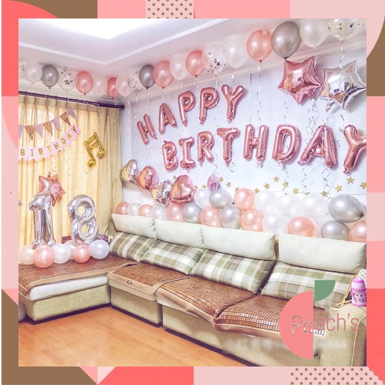 Jual PEACH - Balon Warna Pelangi Rainbow / Balon Happy Birthday / Balon ...