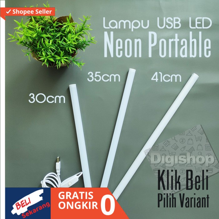 Jual Lampu Neon LED USB Belajar Kerja Rumah Komputer Cahaya Tempel Portabl - tiga puluh cm PBGM ...