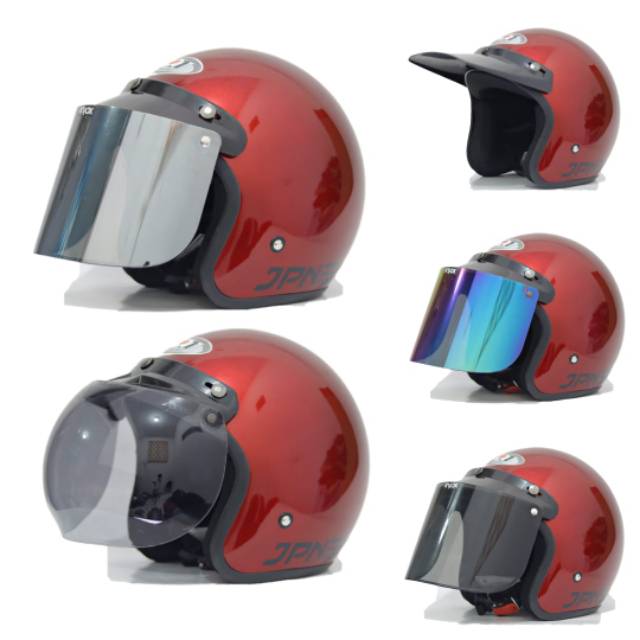Jual HELM JPN Merah Maroon Glossy COD HELMET MOTOR BOGO RETRO POLOS ...