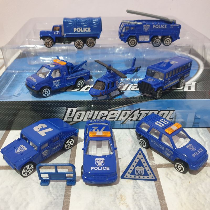 Jual metal diecast mobil polisi set 5 pcs & 8 pcs Police Patrol / die ...