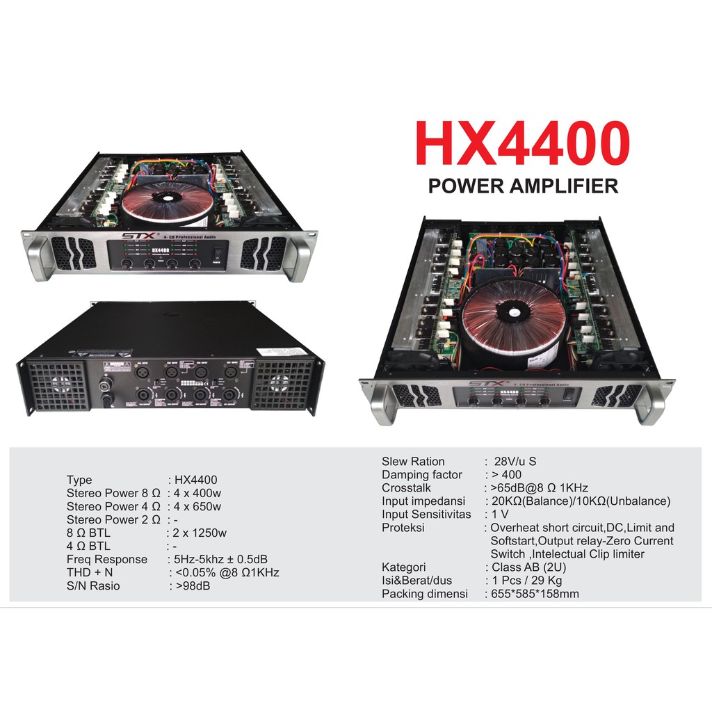 Jual Power Profesional Audio Amplifier 4 Channel Merk STX 4*400W/8OHM ...