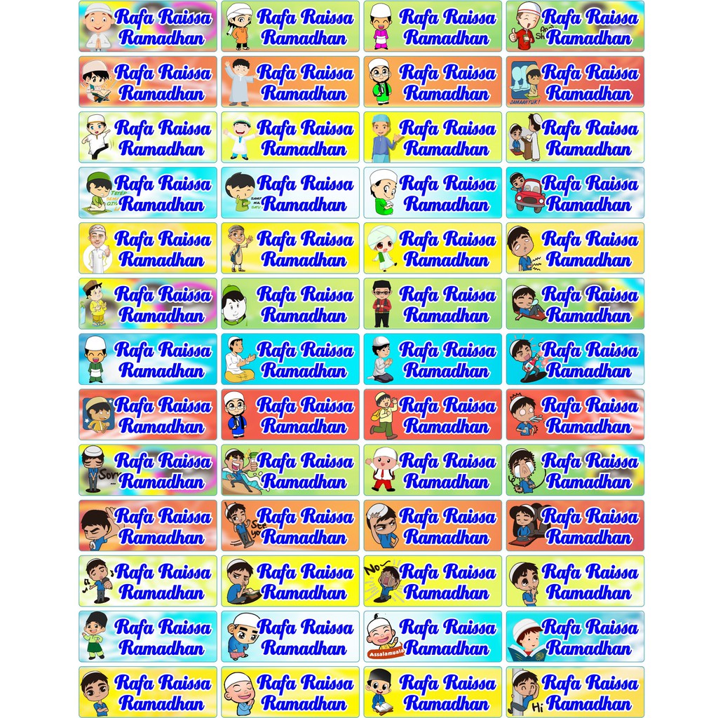 Jual Stiker label nama Anti Air Karakter SOLEH KID laki laki | Shopee ...