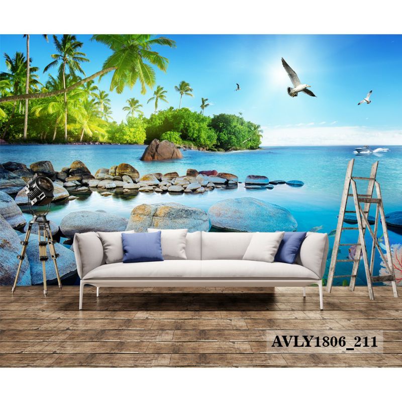 Jual Wallpaper Pantai 3D , Wallpaper Pemandangan Laut 3D | Shopee Indonesia