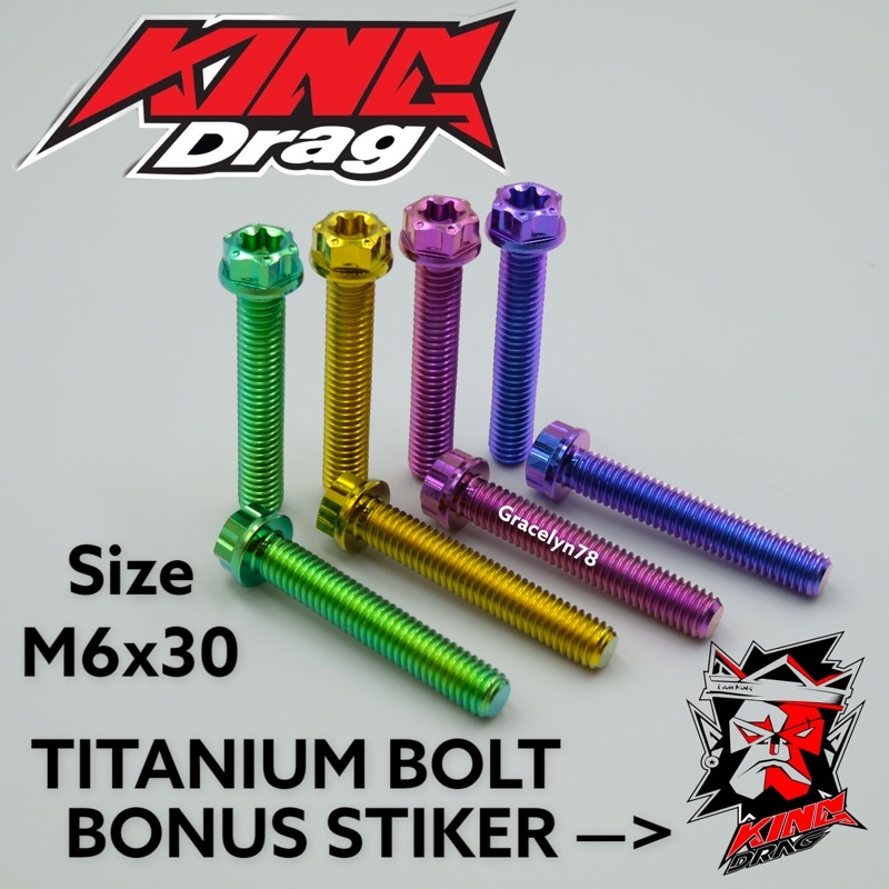 Jual baut TITANIUM m6x30 6x30 baut drat 10 panjang 3 cm ORIGINAL KING ...