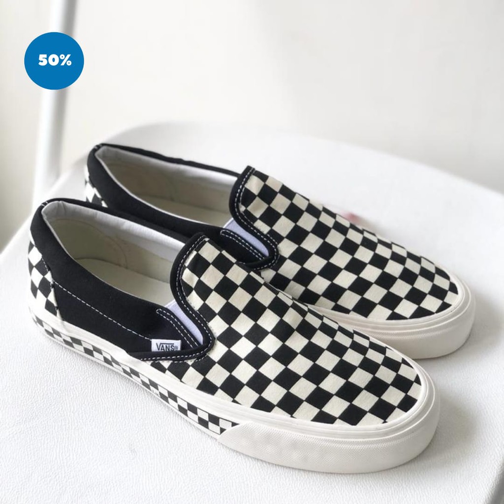 Jual Vans Slipon Nextor Checkerboard Black White | Shopee Indonesia