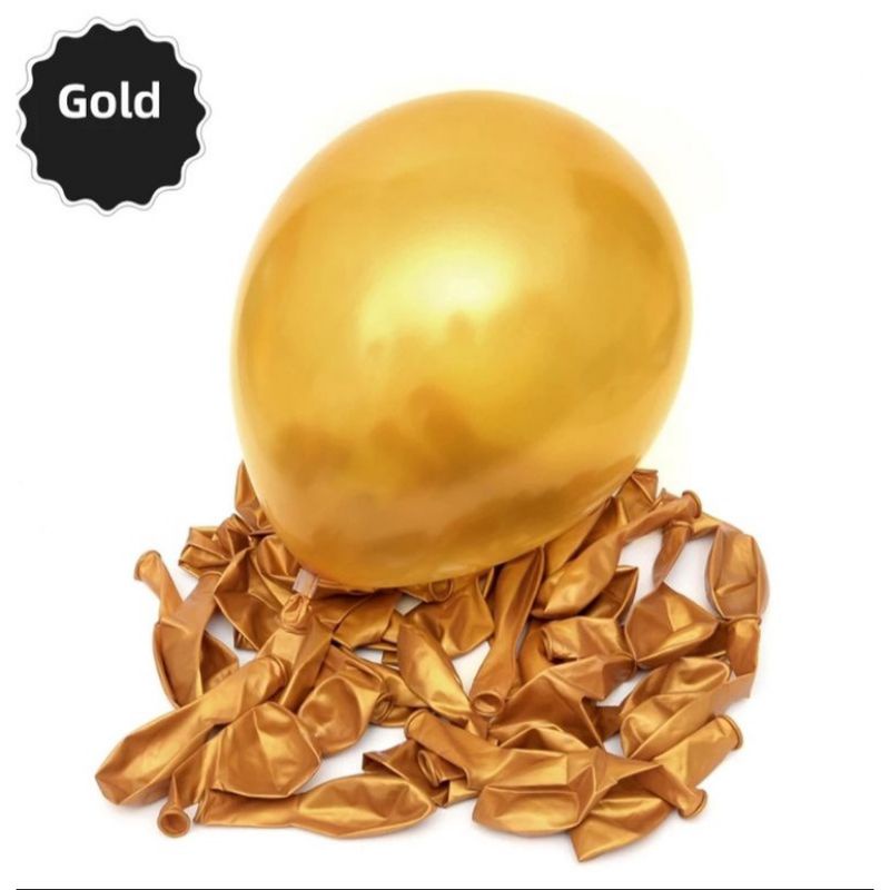 Jual BALON LATEX KARET METALIK EMAS 12 INCH GOLD BALLOON ULANG TAHUN ...
