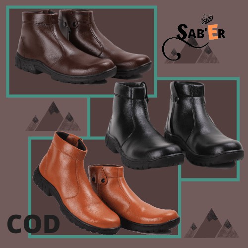 Jual Sepatu Peria Cowboy Biker Boots Panjang Kulit Lapangan Proyek ...