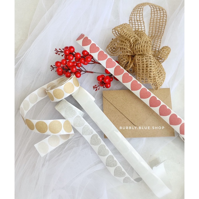 Jual 50 pcs stiker bulat transparan bening bentuk hati heart untuk seal ...