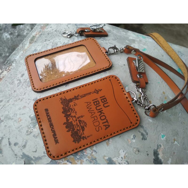 Jual name tag kulit custom logo/nama lanyard klip penjepit | Shopee ...