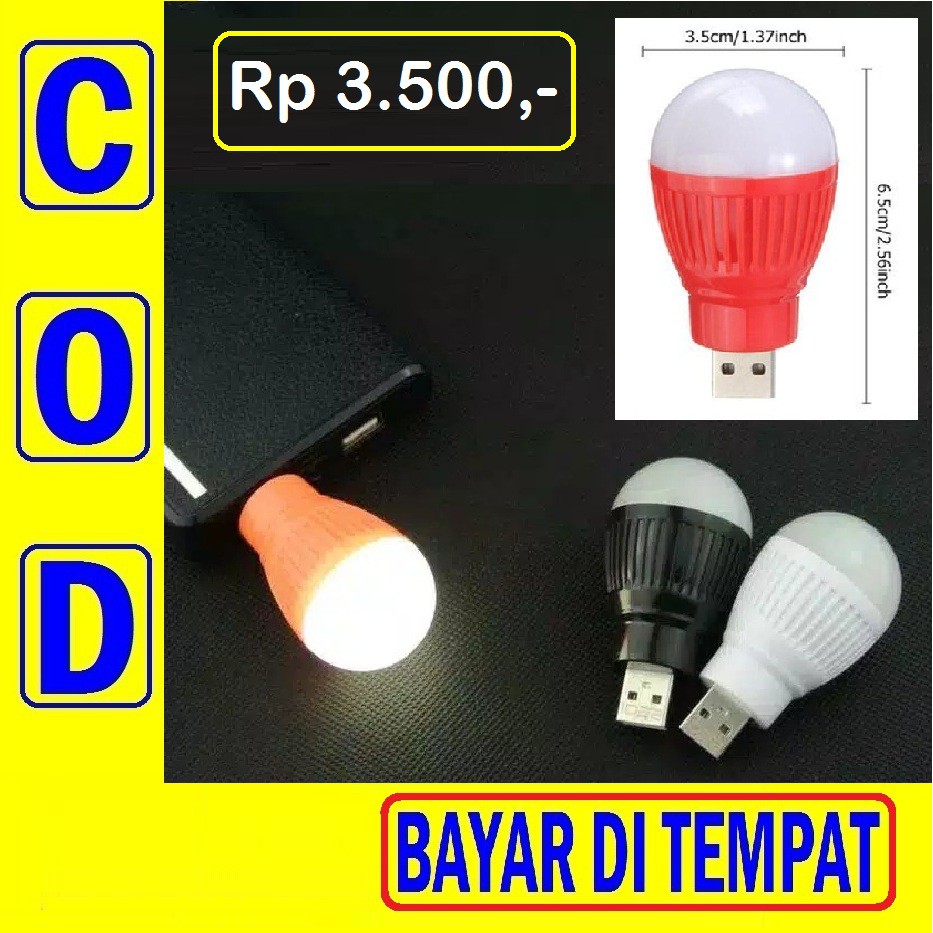 Jual PAC11 (D4) COD BAYAR DI TEMPAT Lampu Led Usb 3w Bohlam Kamar Tidur Bolam 3 Watt Emergency ...