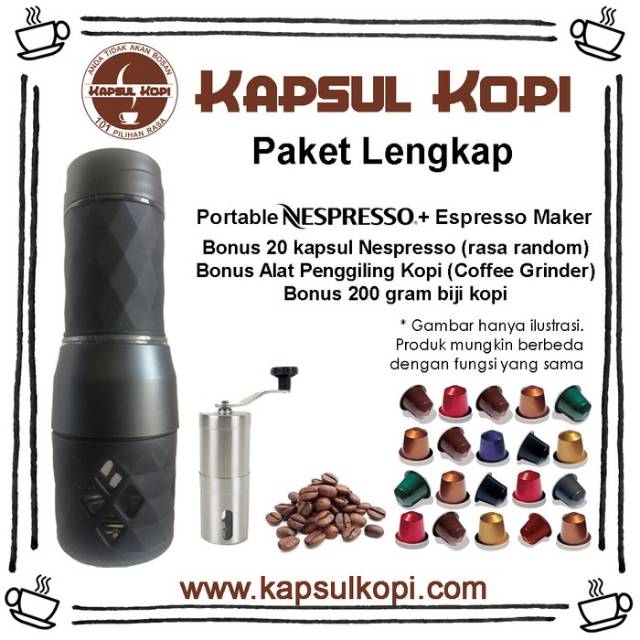 Jual Paket Lengkap Portable Nespresso Espresso Coffee Maker bonus 20 ...