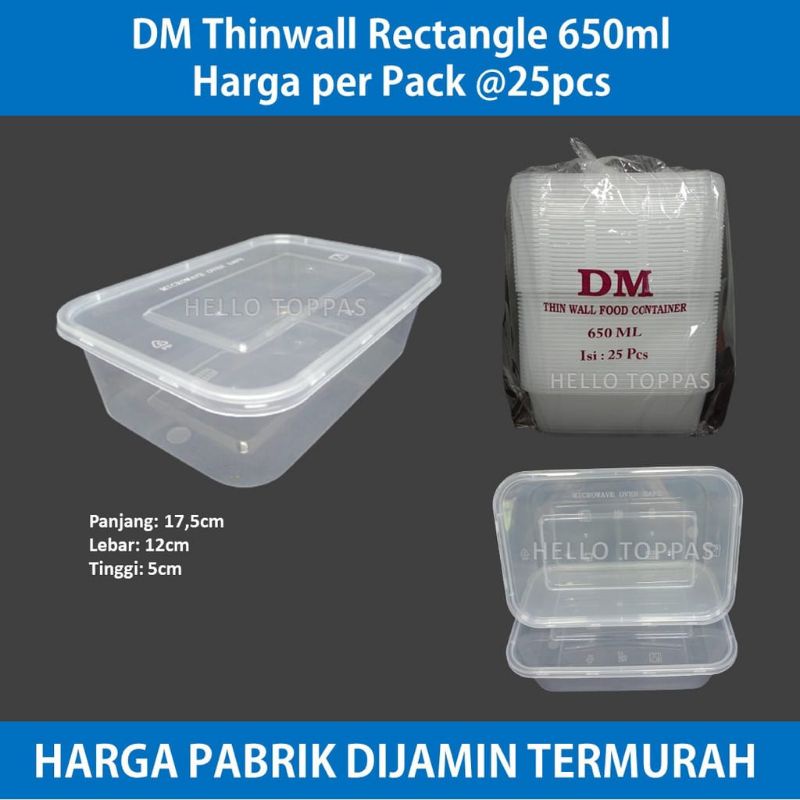 Jual Thinwall Dm Persegi Panjang 650ml Thinwall Rec Kotak Makan