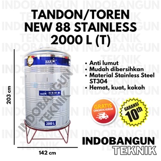 Jual Tandon Toren Tangki Air Stainless New 88 2000 Liter Tinggi Ramping ...