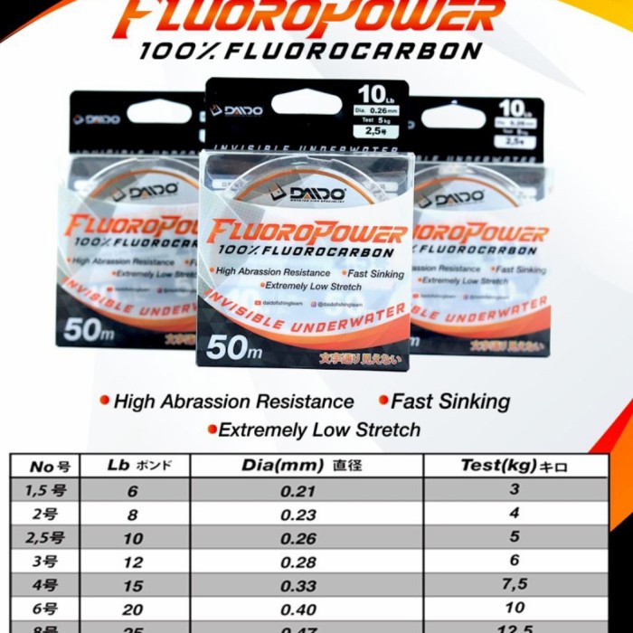 Jual Senar leader daido fluro power 50 meter flourocarbon 100 persen ...