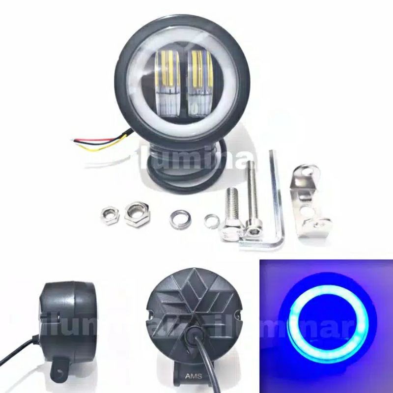 Jual LAMPU TEMBAK motor led DAY MAKER BULAT 2 LED variasi cahaya putih ...