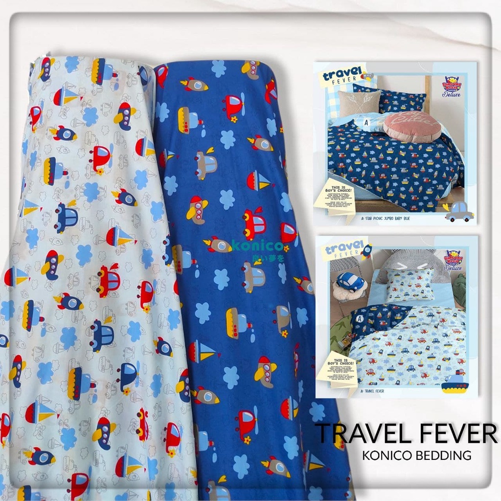 Jual KONICO Bahan Kain Sprei katun Motif tabur Anak TRAVEL FEVER | ELBHE STAR CATRA GROW ...