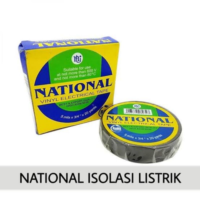 Jual National Isolasi Listrik Original Tape Hitam PVC kabel / Isolasi ...