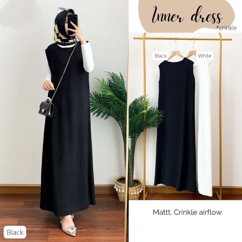 Jual Inner Crinkle Airflow Inner Dress Tanpa Lengan | Shopee Indonesia