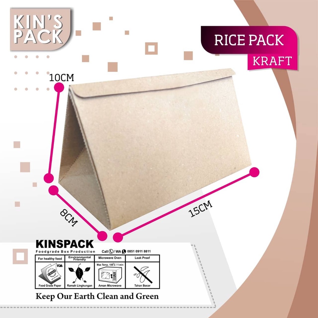 Jual Easy Rice Pack Kraft / Craft Laminasi PE, Kertas Bungkus Nasi ...