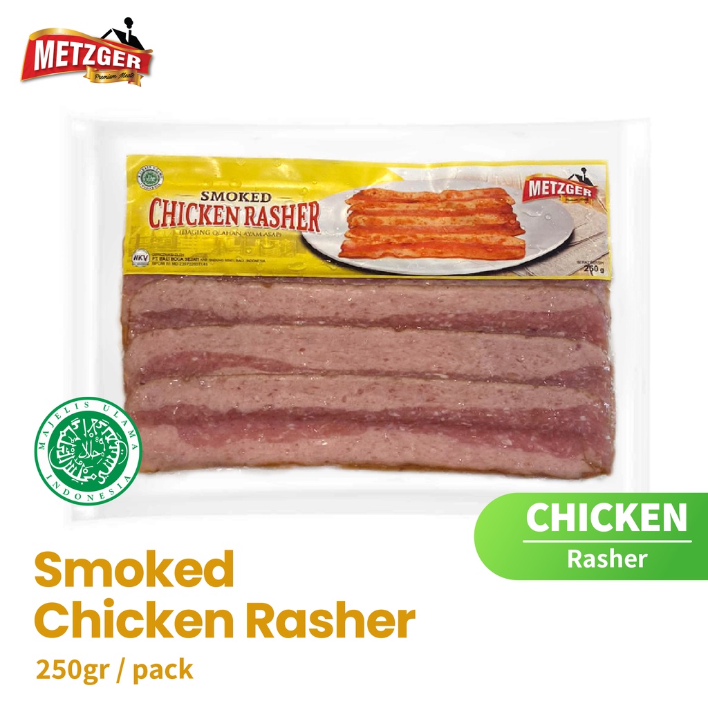 Jual DAGING AYAM ASAP METZGER SMOKED CHICKEN RASHER 250G HALAL | Shopee ...