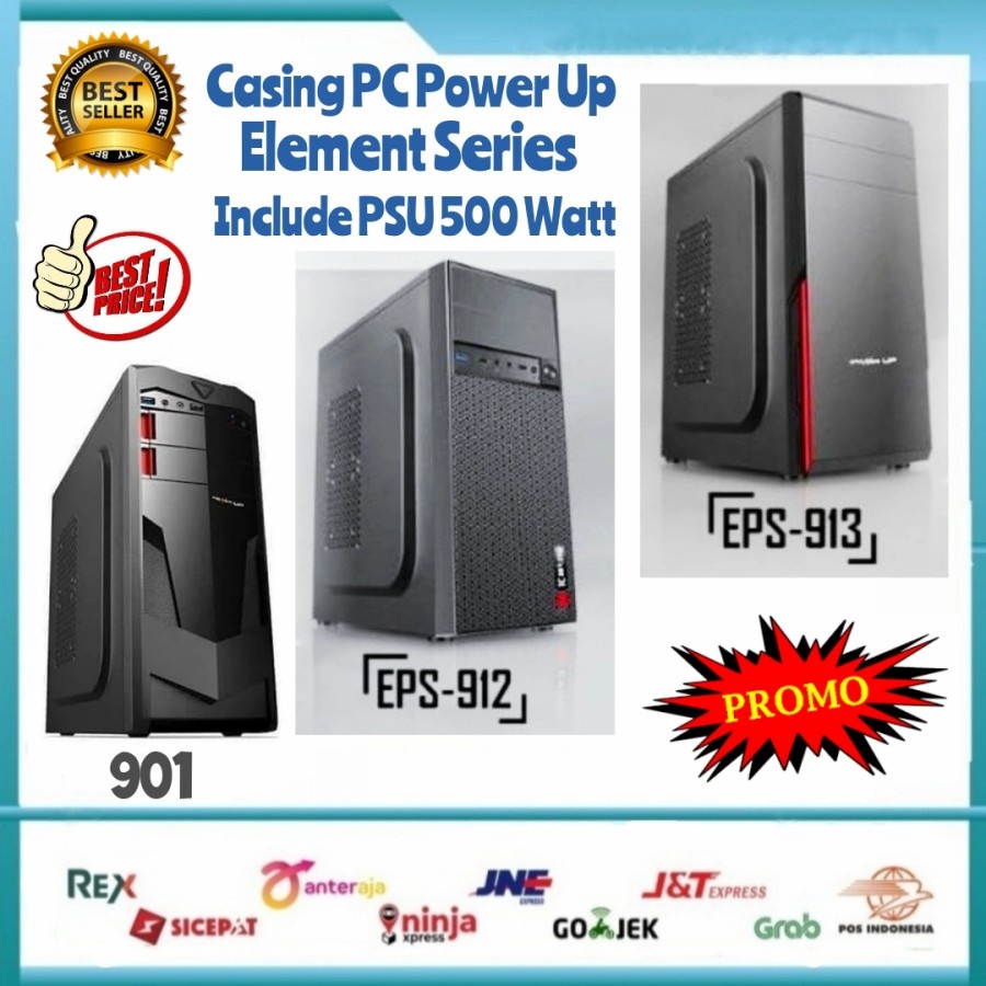 Jual Casing PC Power Up Element Series 901/912/913 With PSU 500 Watt ...