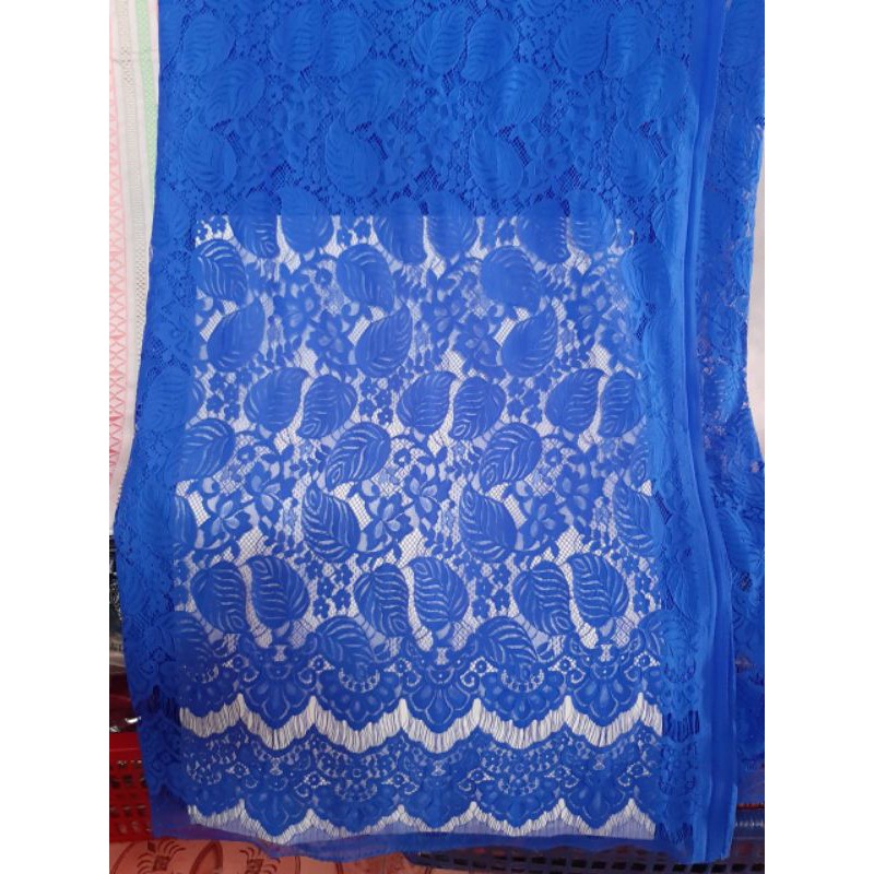 Jual KAIN BROKAT KEBAYA 2,5 METER BUSANA PENGANTIN BIRU ELEKTIK LEMBUT ...
