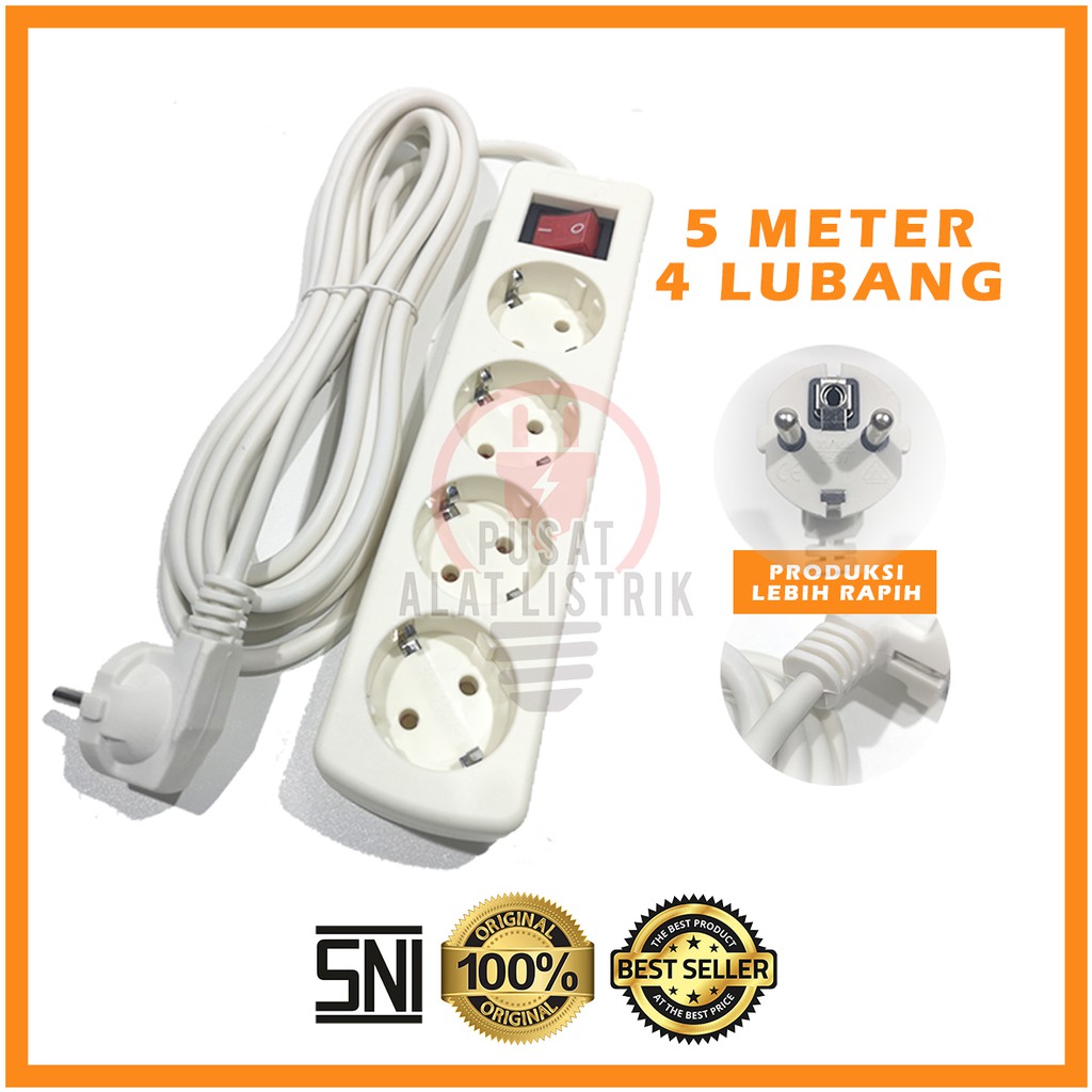 Jual COLOKAN LISTRIK 4 LUBANG 5 METER SAKLAR STOP KONTAK TERMINAL BOX ...