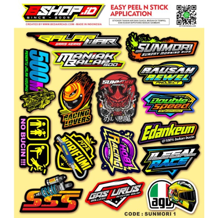 Jual Sticker Pack lembaran Variasi SUNMORI isi banyak | Shopee Indonesia