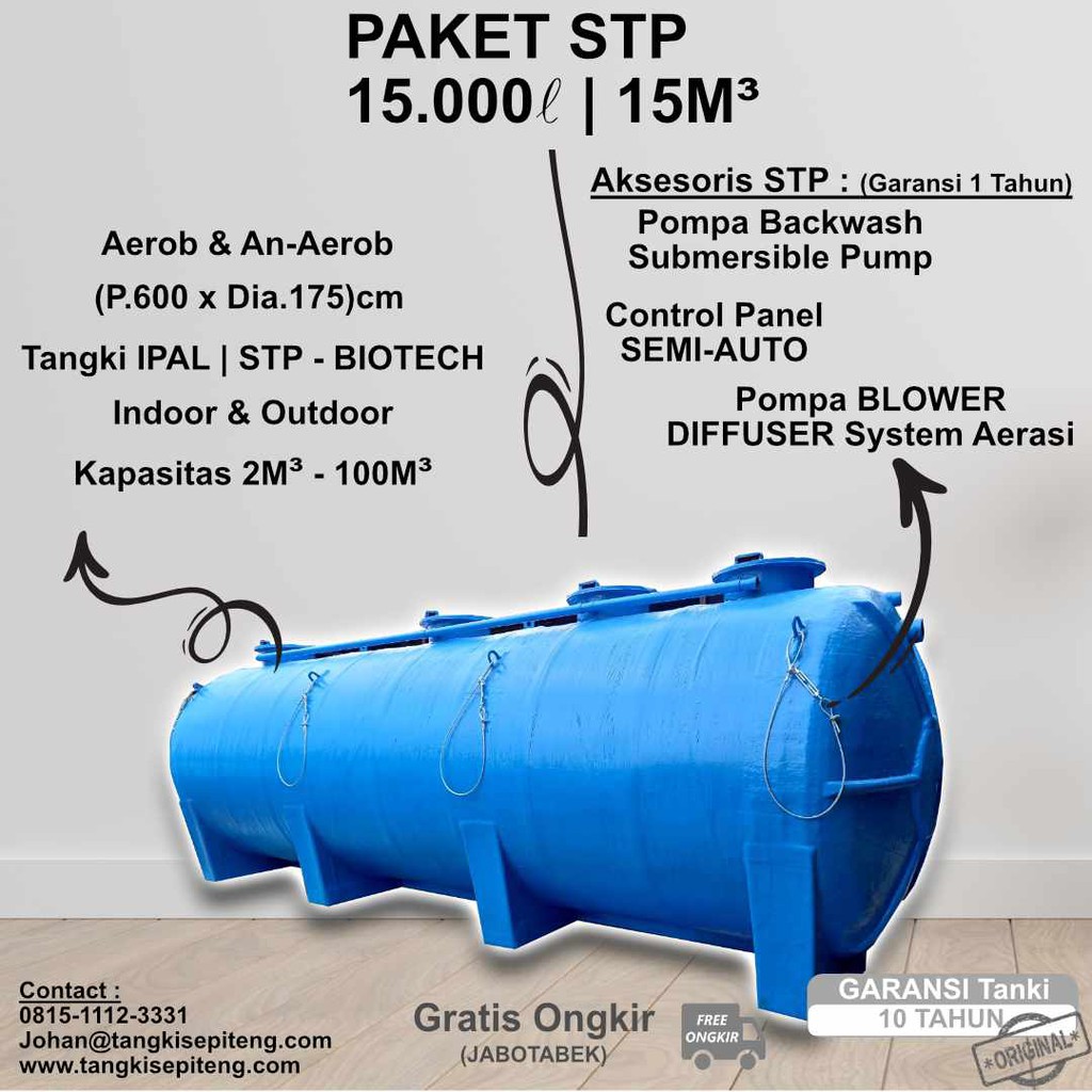 Jual PAKET 1 Set Tangki 15000L/15m3 STP Bio Septic Tank, BIOFILTER ...