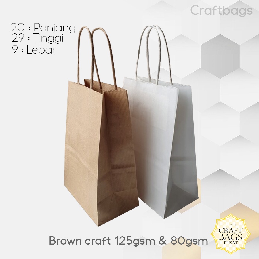 Jual Paper bag polos warna coklat / putih 29x9x20 CM / Paper bag kertas ...