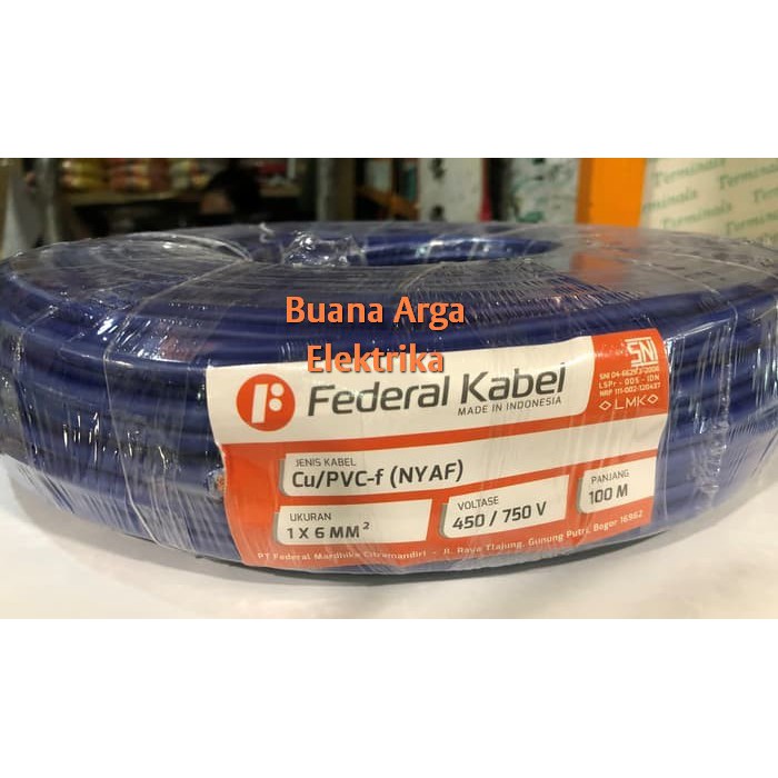 Jual Kabel NYAF 1 x 6mm - 12 varian warna / FEDERAL Serabut | Shopee Indonesia