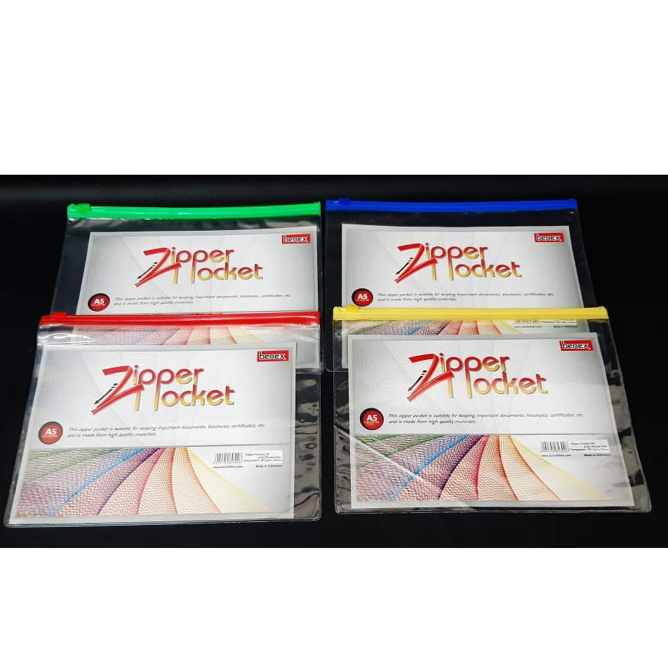 Jual MAP PLASTIK ZIPPER POCKET ZIP BAG A5 TRANSPARANT BENING BENEX 9132 ...