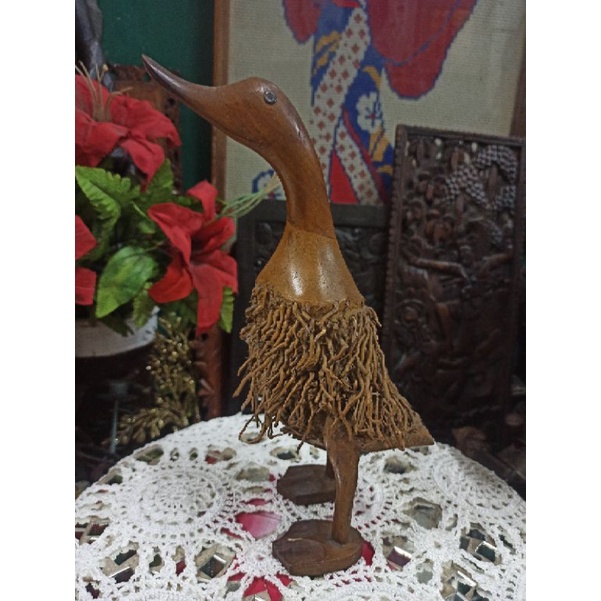 Jual Patung Bebek lawas perpaduan dari kayu dan akar bambu tinggi 27 cm ...