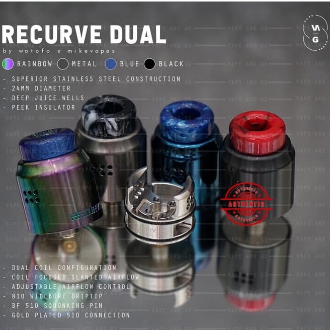 Jual RECURVE DUAL RDA BY WOTOFO X MIKEVAPES DUAL COIL ATOMIZER ...