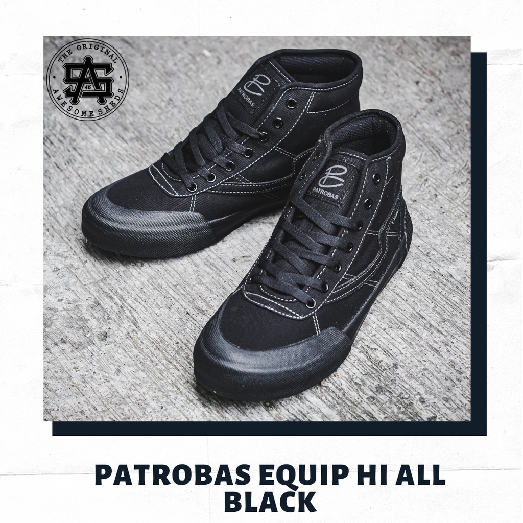 Jual Sepatu Patrobas Equip High All Black Sneakers Original | Shopee ...