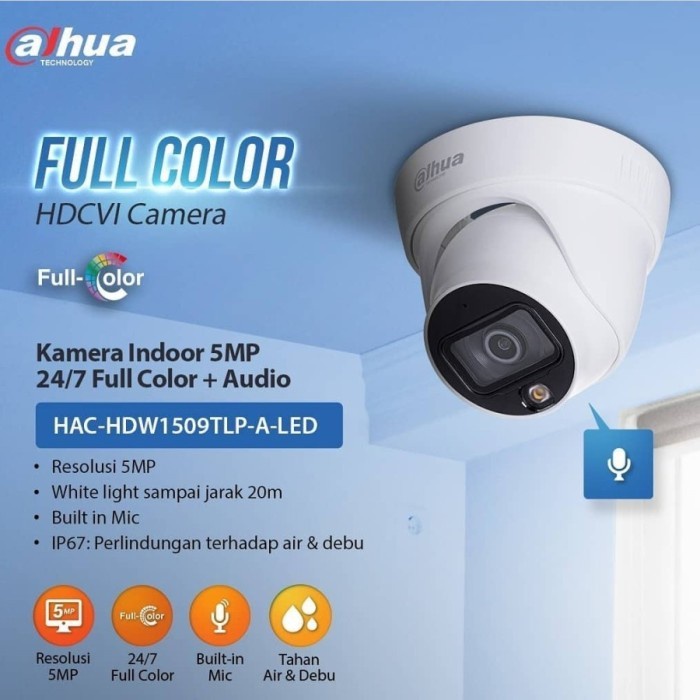 Jual Camera Dahua 5MP Audio + Colorvu HDW-1509TLQP-A-Led Original ...