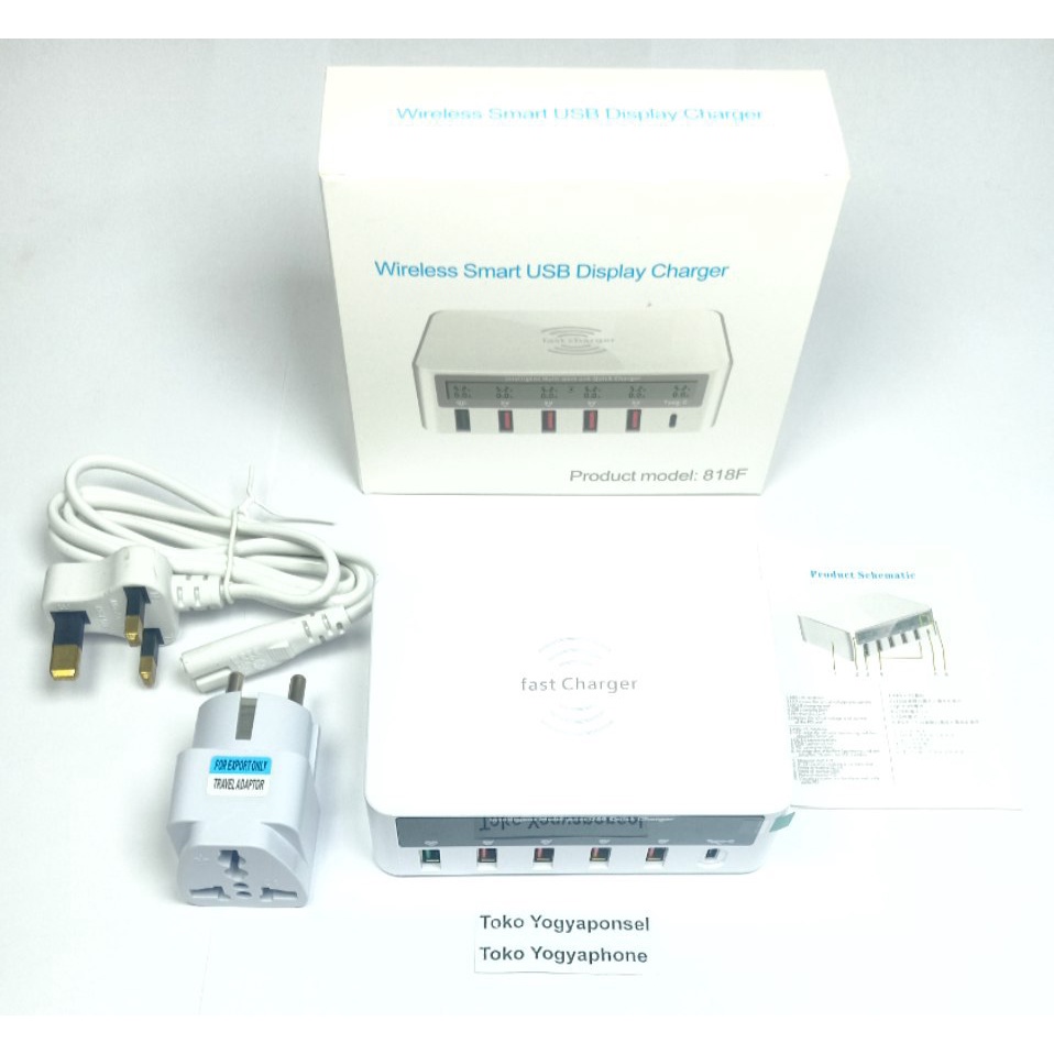 Jual WLX-818F - 5 Fast Charging USB and 1 USB Type-C LED Display Wireless Fast Charging | Shopee ...