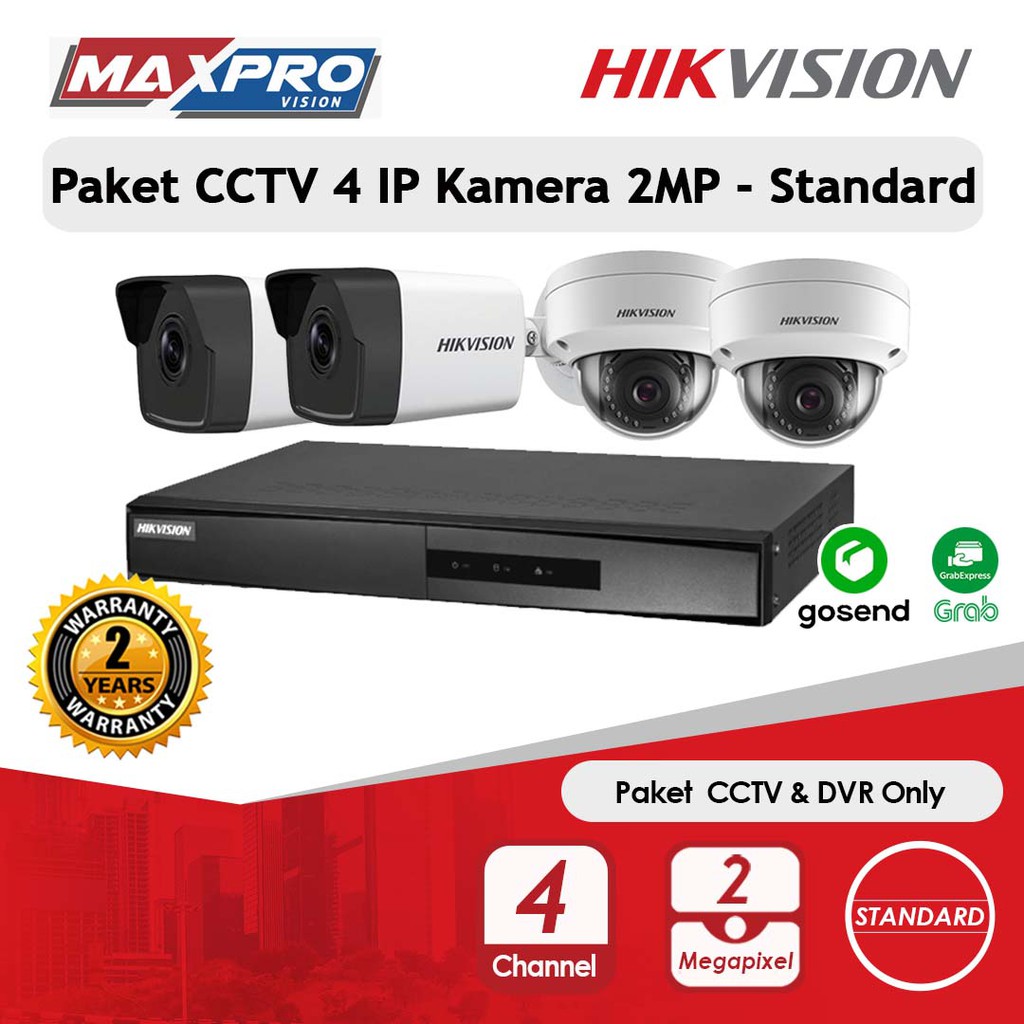 Jual PAKET CCTV 4 IP CAMERA 2MP STANDARD HIKVISION - CCTV DVRY ONLY ...
