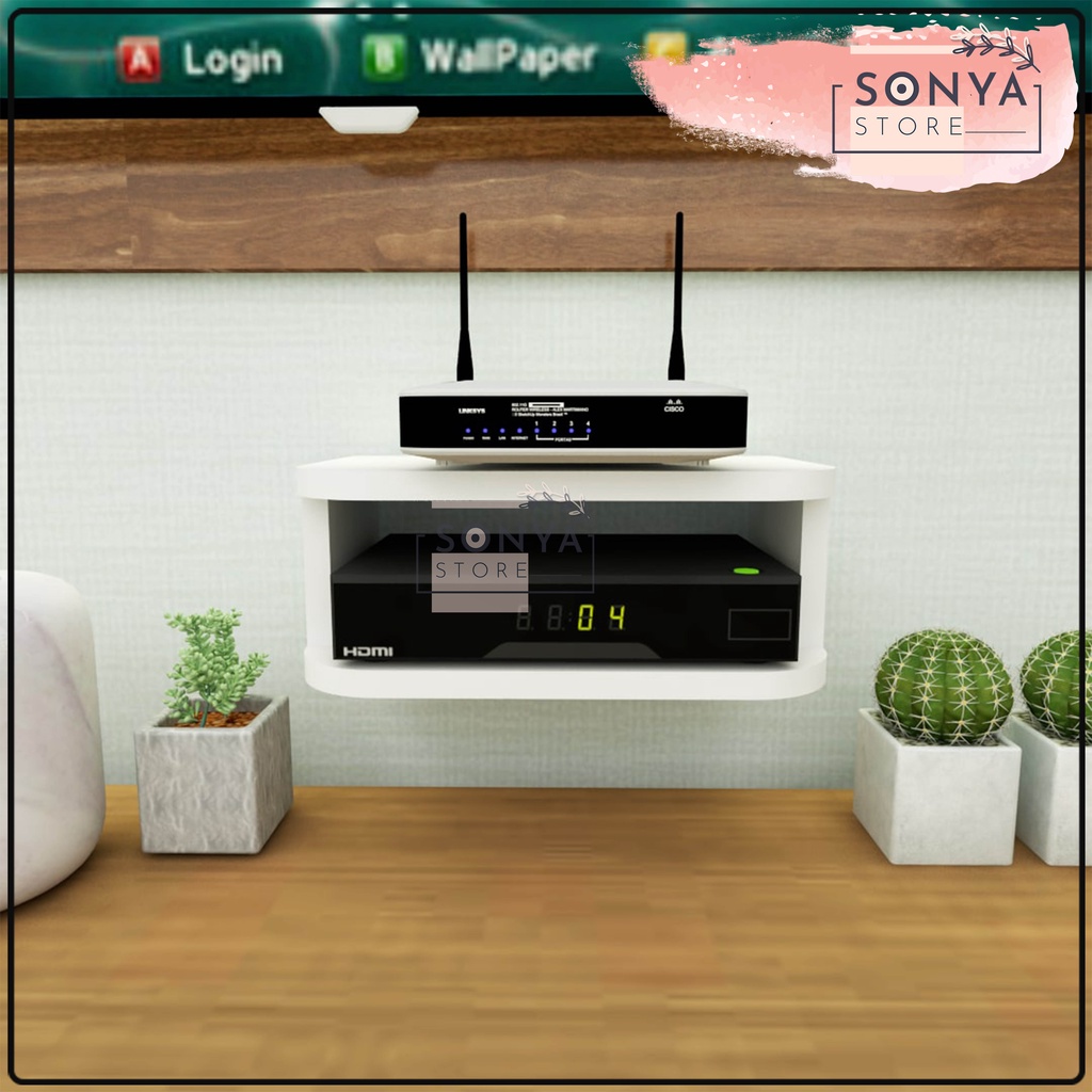 Jual Rak Gantung Tempat Remote TV Modem Wifi Meja Screen Top Shelf ...