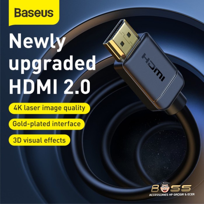 Jual BASEUS KABEL ADAPTER HDMI TO HDMI 4K HD TO 4K HD | Shopee Indonesia