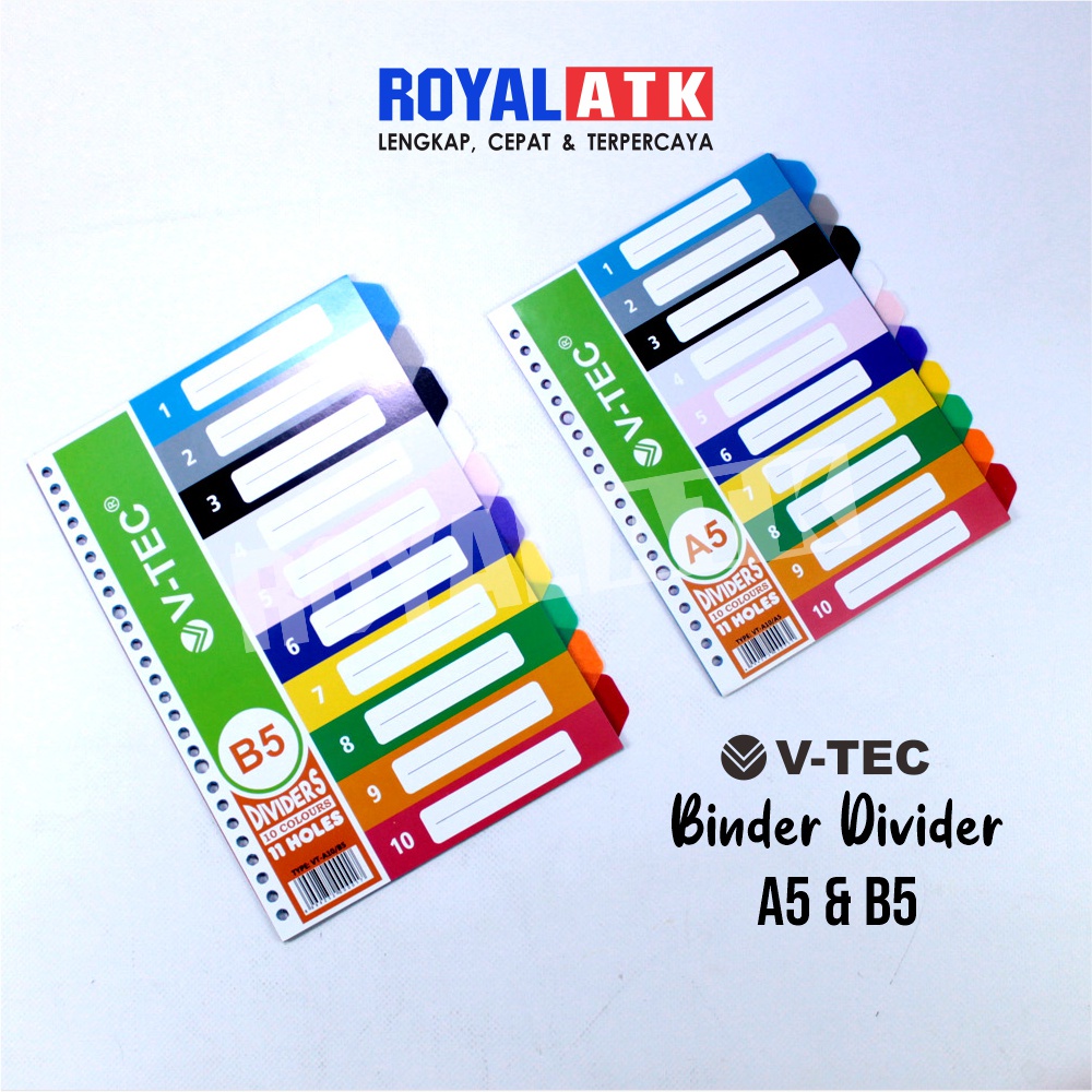 Jual Pembatas Binder Loose Leaf Cardboard Divider V-tec A5 B5 | Shopee ...