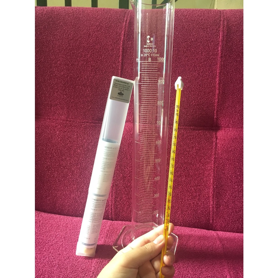 Jual Hydrometer ASTM Solar Gelas Ukur Duran 1000ml 1L Dan Thermometer ...