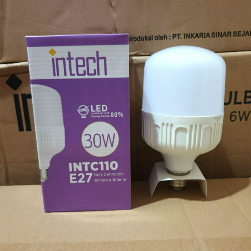 Jual Lampu LED Bohlam Tabung Intech 30 Watt / Lampu Bohlam LED Cahaya Putih | Shopee Indonesia