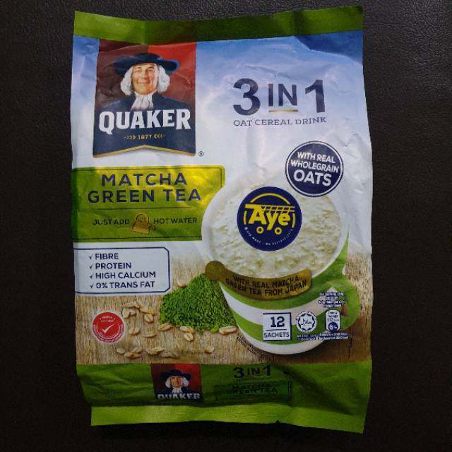 Jual QUAKER 3 in 1 OAT CEREAL DRINK MATCHA GREEN TEA 12 SACHETS PRAKTIS ...