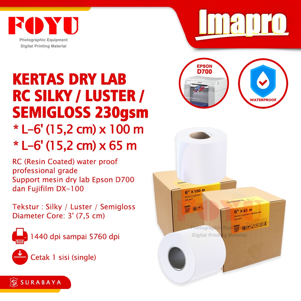 Jual Kertas Cetak Foto Photo Paper Mesin Printer Dry Lab SureLab Epson D700 D830 D1030 Fujifilm ...