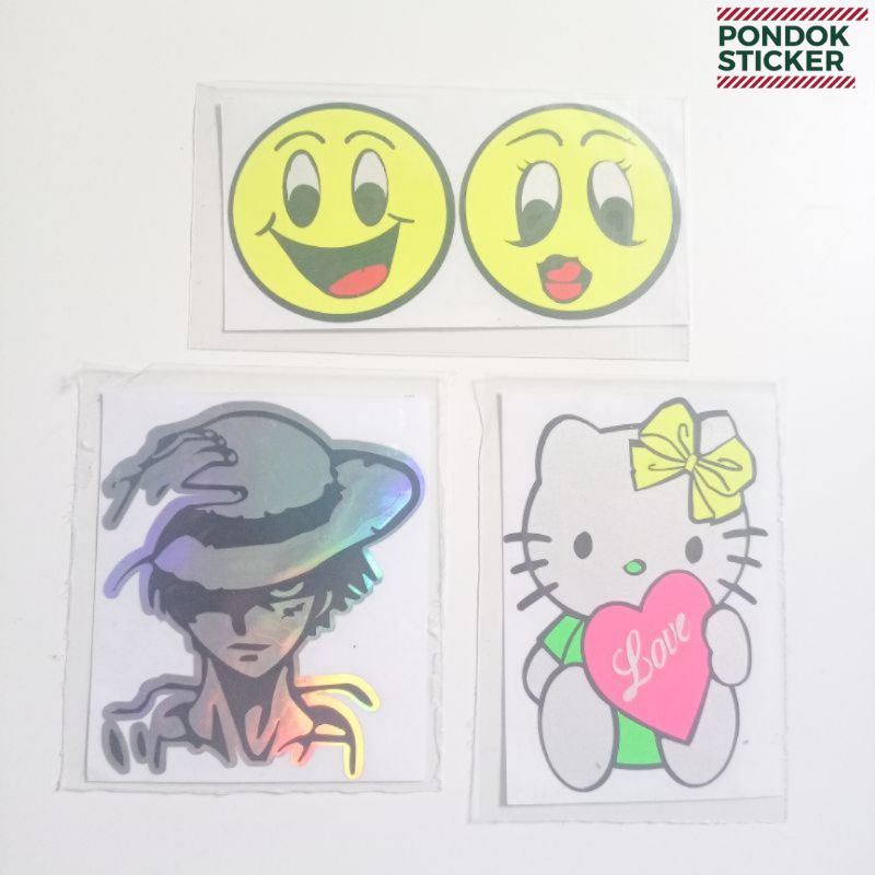 Jual Sticker Cutting Kartun Emoticon Smile One Piece Hello Kitty ...