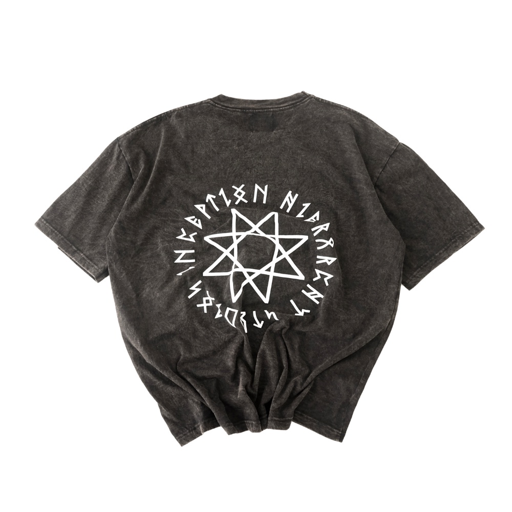 Jual Hierarchy Studios - Runic Circle Oversized T-Shirt Washed Black ...