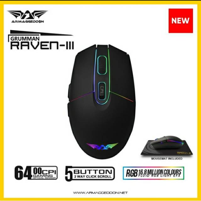 Jual Mouse gaming armaggeddon RAVEN-III Raven 3 + mousemat | Shopee ...