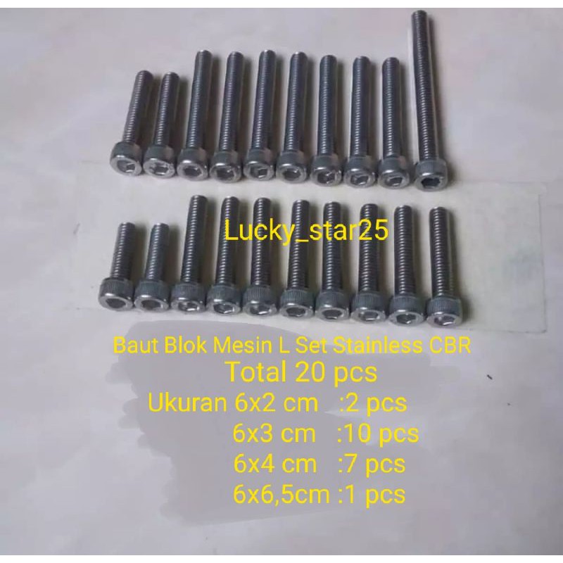 Jual Baut Blok Mesin L Set Stainless CBR | Shopee Indonesia
