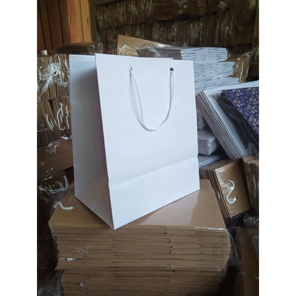 Jual paper bag polos putih ukuran 18x12x22 | Shopee Indonesia